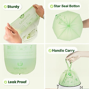 2.6 Gallon Compostable Trash Bags,Extra Thick Kitchen Food Scrap Bags with Handle, Compost Trash Bags Small Certified by BPI &Europe OK Compost, 9.84L