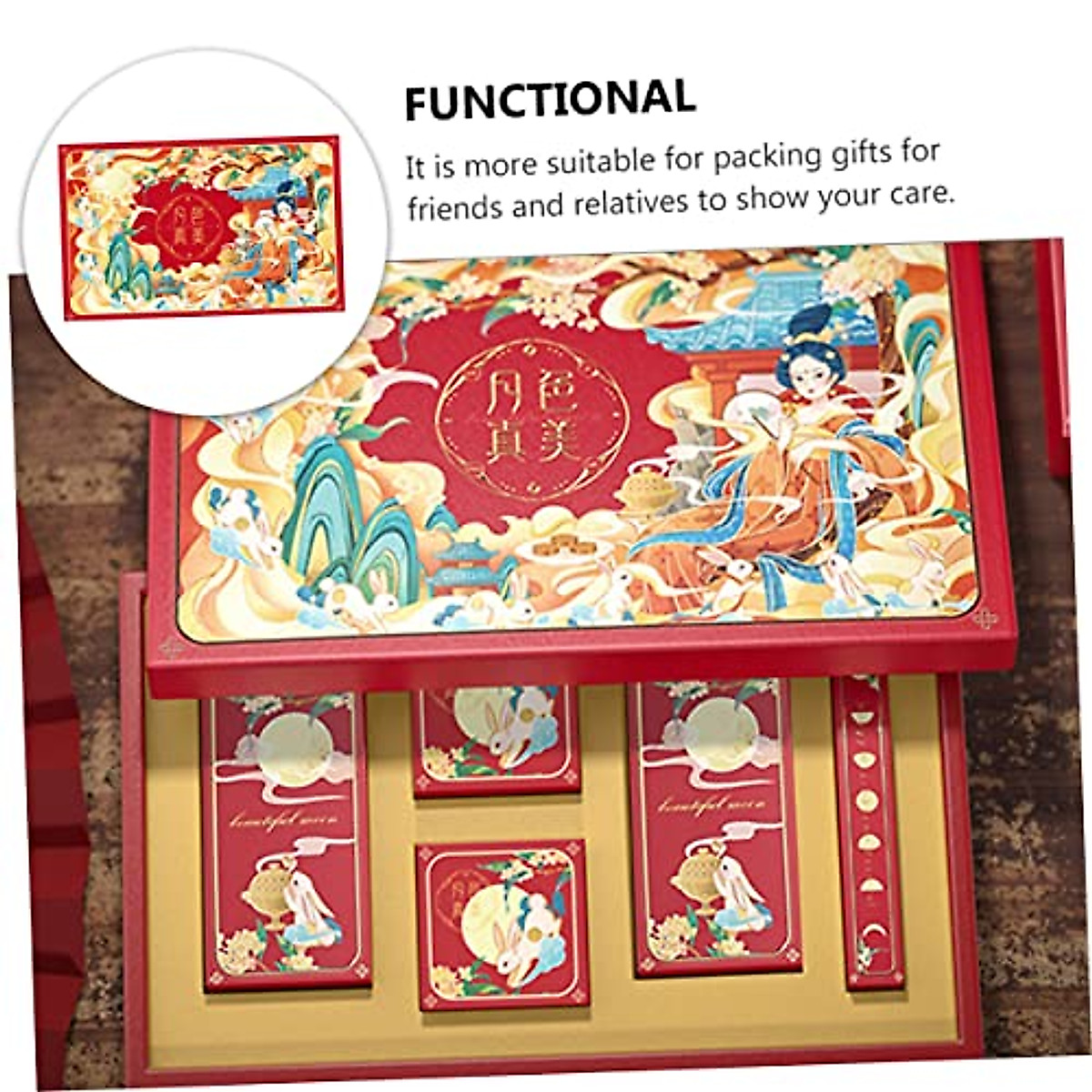 HEMOTON 1 Set Moon Cake Box Mini Paper Cups Cookie Containers Mini Cake Boxes Paper Cupcake Container Ornament Container Mooncake Packaging Box Festival Gift Holder Pastries Holder Box