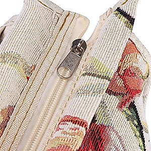 Knitting Bag, Yarn Bag Crochet Storage Exquisite Practical Wood Handle Woven Fabric Storage Collapsible Bag for Knitting Needles Sewing Tools(Blue)