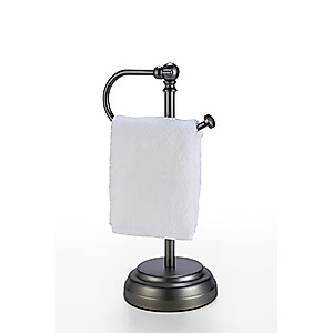 SunnyPoint Heavy Weight Classic Decorative Metal Fingertip Towel Holder Stand for Bathroom, Kitchen, Vanity and Countertops. (Black Nickel, 13.375" x 5.5 x 6.75 INCH)