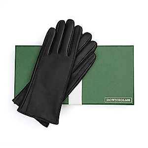 Downholme Vegan Leather Gloves for Women (Black, S)