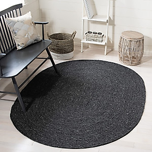SAFAVIEH Braided Collection 4' x 6' Oval Black BRD901Z Handmade Country Cottage Reversible Wool Entryway Foyer Living Room Bedroom Kitchen Area Rug