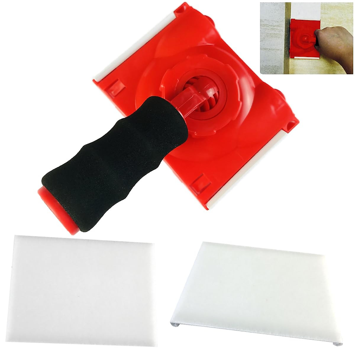 BANCOO RSL43 Paint Edge Trimmer Plus Two Replace Pads | Corner Walls & Ceilings Pad Painter | Paint Pad Applicator | Edge Painting Tool with Painter's Pad Refills | Paint Edger for Wall Painting