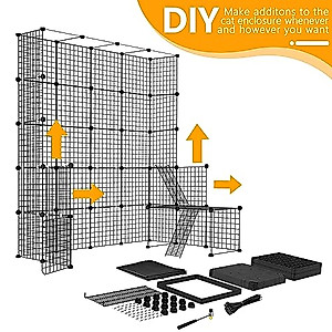 XiaZ Cat Cage Indoor with Crate Cover, DIY Outdoor Cat Enclosures Metal Wire Playpen Large Exercise Place for 1-5 Cats, Rabbit,Ferret,Guinea Pigs,Chinchilla,Squirrel Small Animals