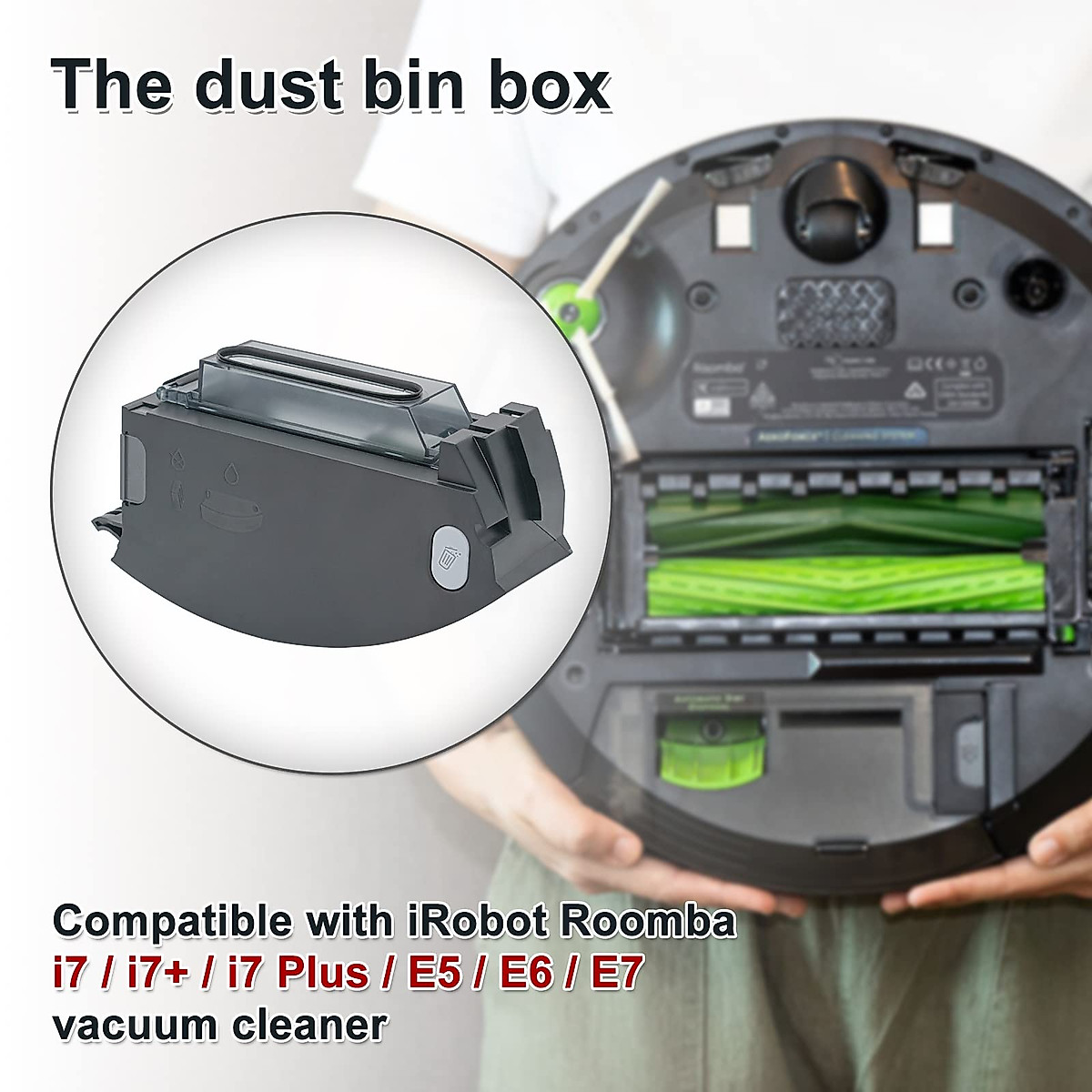 Coodss Dust bin Box Replacement for iRobot Roomba i3 i3+ i4 i4+ i6 i6+ i7 i7+ i8 i8+ E5 E6 E7 J7 Vacuum Cleaners Dust Bin Collector Parts with Automatic Dirt Disposal