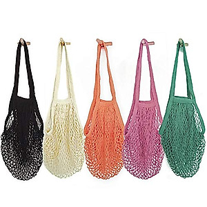 Hotshine Mesh Bags Reusable Cotton Mesh Grocery Bags - 100% Cotton | Net Cotton String | Shopping Bag ¨C Eco Market Bag - Tote Bag Vegetable