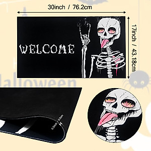 FramePro Halloween Rugs Door Mat Funny Skull Decor Welcome Mat Non Slip Indoor Outdoor Skull Rug Halloween Party Decor 17" X30"