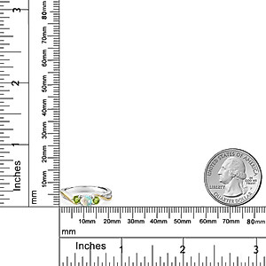 925 Silver and 10K Yellow Gold White Simulated Opal Green Peridot and White Lab Grown Diamond 3 Stone Engagement Ring For Women (0.52 Cttw, October Birthstone, Available In Size 5, 6, 7, 8, 9)
