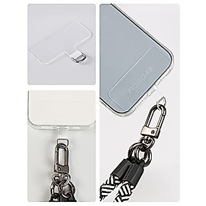 project-cb Phone Tether Tab 2 Pack,Universal Phone Lanyard Patch Without Adhesive,Phone Strap Replacement Part for Cell Phone (White&Clear)