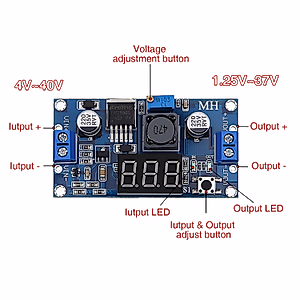 4 Pieces Adjustable LM2596S DC-DC Buck Converter Reduced Voltage Regulator Power Module 36V 24V 12V to 5V 2A Voltage Stabilizer with Digital Voltmeter Display