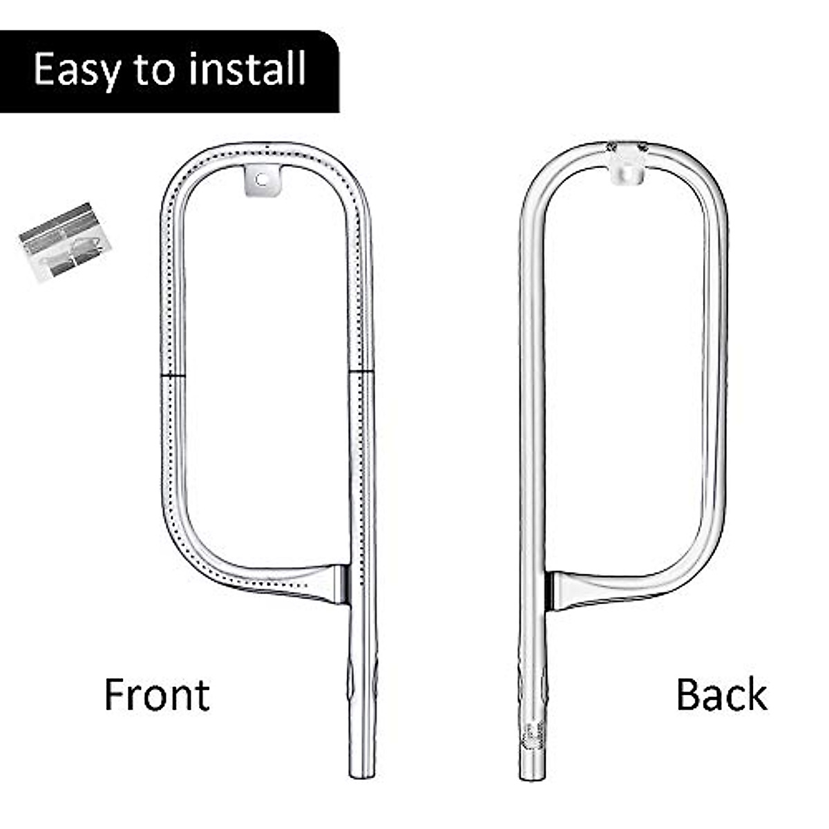 Outspark BBQ Parts Grill Burner, Gas Barbeque Accessories for Weber Q100 Q120 Q1000, Q1200, Baby Q Grill, Stainless Steel, 1 Pack 17 inch
