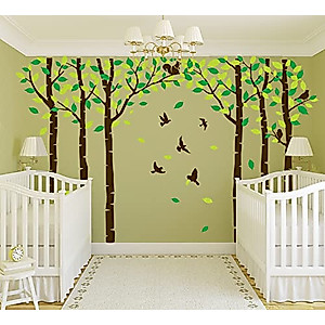 MAFENT Giant Jungle Tree Wall Decals Birch Tree Wall Decals Forest Tree Wall Stickers for Kids Room Bedroom Living Room Nursery Removable Vinyl Sticker Mural Art Decoration(Brown)