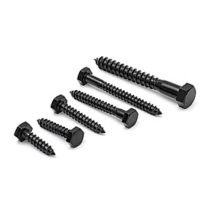 Qlvily 25PCS Stainless Steel Black Lag Bolts 1/4" x 1-1/2" Hex Lag Screws, Washers Included