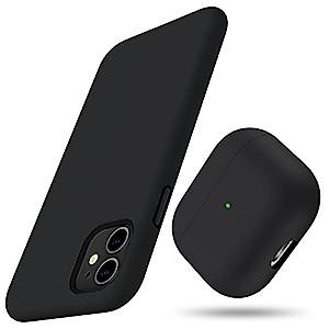 Miracase Liquid Silicone Cases Compatible with iPhone 11 6.1 inch(2019) and Airpods Pro(Black)