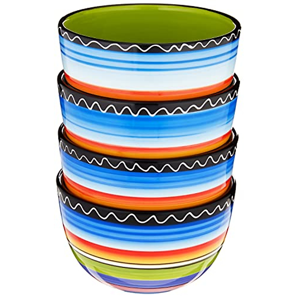 Certified International Tequila Sunrise Ice Cream Bowl, 5.25-Inch, Assorted Designs, Set of 4