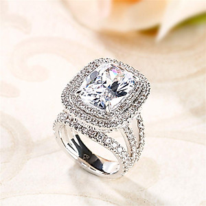 Jeulia Double Halo Cushion Cut Engagement Rings 925 Sterling Silver Diamond Wedding Rings Cubic Zirconia Promise Anniversary Rings for Her Romantic Jewelry Gift (6)