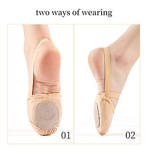 SANGEESON Half Sole Dance Shoes - Stretchy Canvas Pirouette Shoes for Ballet, Lyrical, Modern, Jazz Dance, and Contemporary, Nude, M