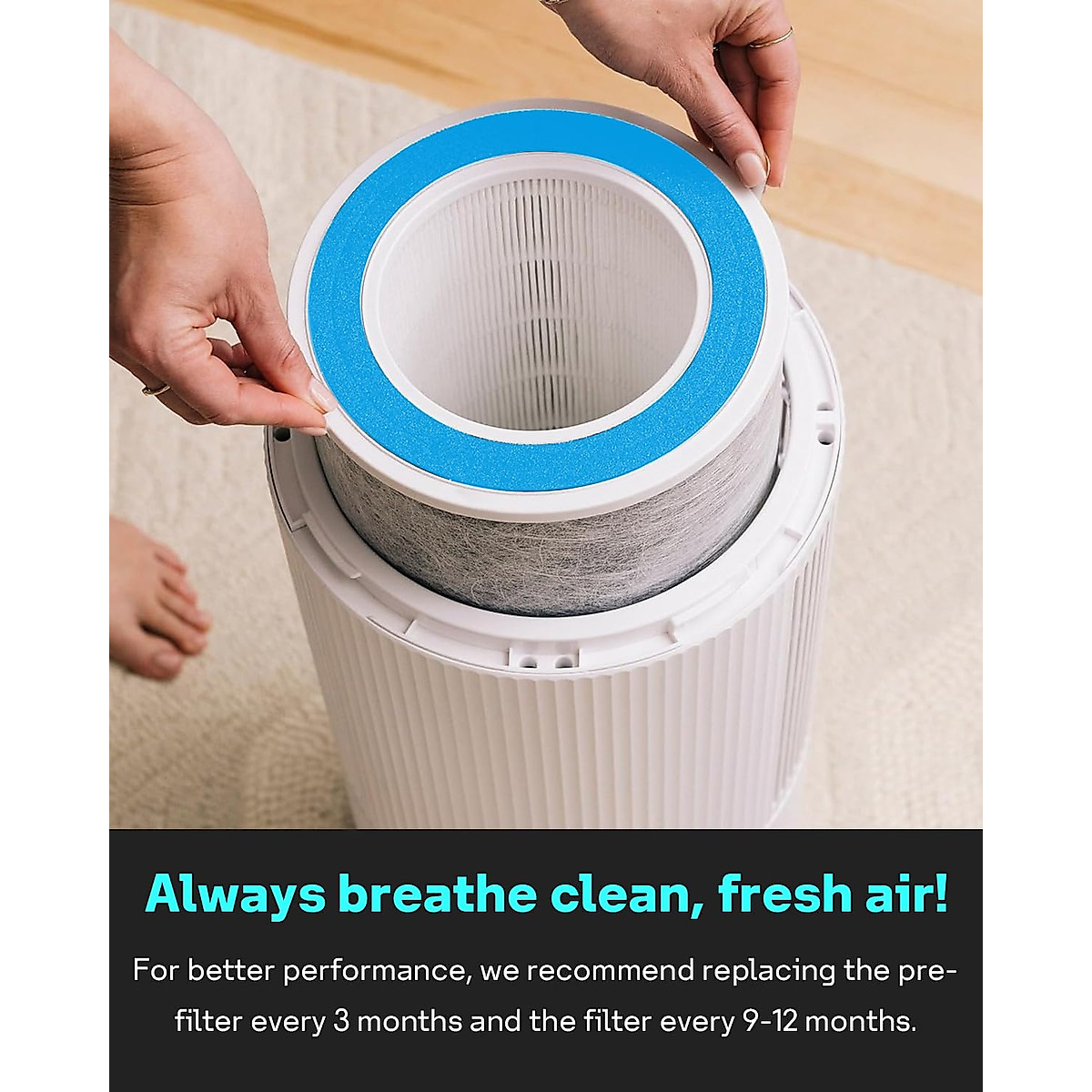 2 Pack HP102 Replacement Filter Compatible with Shark Air Purifier HP100, HP102, HP152, HP102PET, HP105, HP130, HP132, HC450, HC451, HC452, HC455, Part No. HE1FKPET, HE1FKBASMB, HE1FKBAS, HE15FKPET