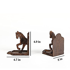 Jemeni 2 Pack Farmhouse Galloping Horse Bookends, Rusty Finish