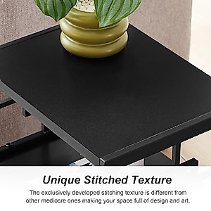 MNEETRUNG End Table with Charging Station, Side Table with USB Ports and Outlets, Bedside Tables with Door, 3-Tier Nightstand for Small Space, Living Room, Bedroom, Black