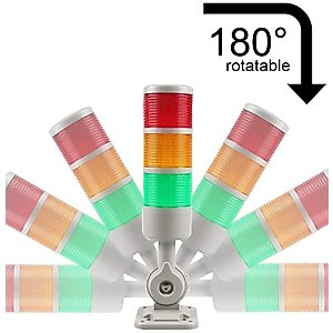 LUBAN Led Signal Tower Stack Lights, Industrial Signal Warning Lights, Column Tower Lamp Andon Lights with Rotatable Base, Steady/Flashing Light Switchable,12V 24V DC(3-Layer, no Buzzer)