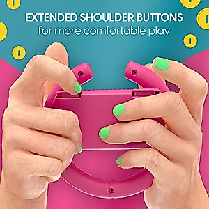 Talkworks Steering Wheel Controller for Nintendo Switch (2 Pack) - Racing Games Accessories Joy Con Controller Grip for Mario Kart, Pink/Neon Combo - Nintendo Switch