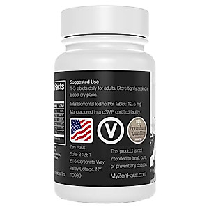 Zen Haus Iodine Supplement 12.5 mg with Selenium (as Selenomethionine) and More - 200 Tablets - Thyroid Plus Immune Support - High Potency Iodine Tablets - Compare to Lugol's Iodine Pills