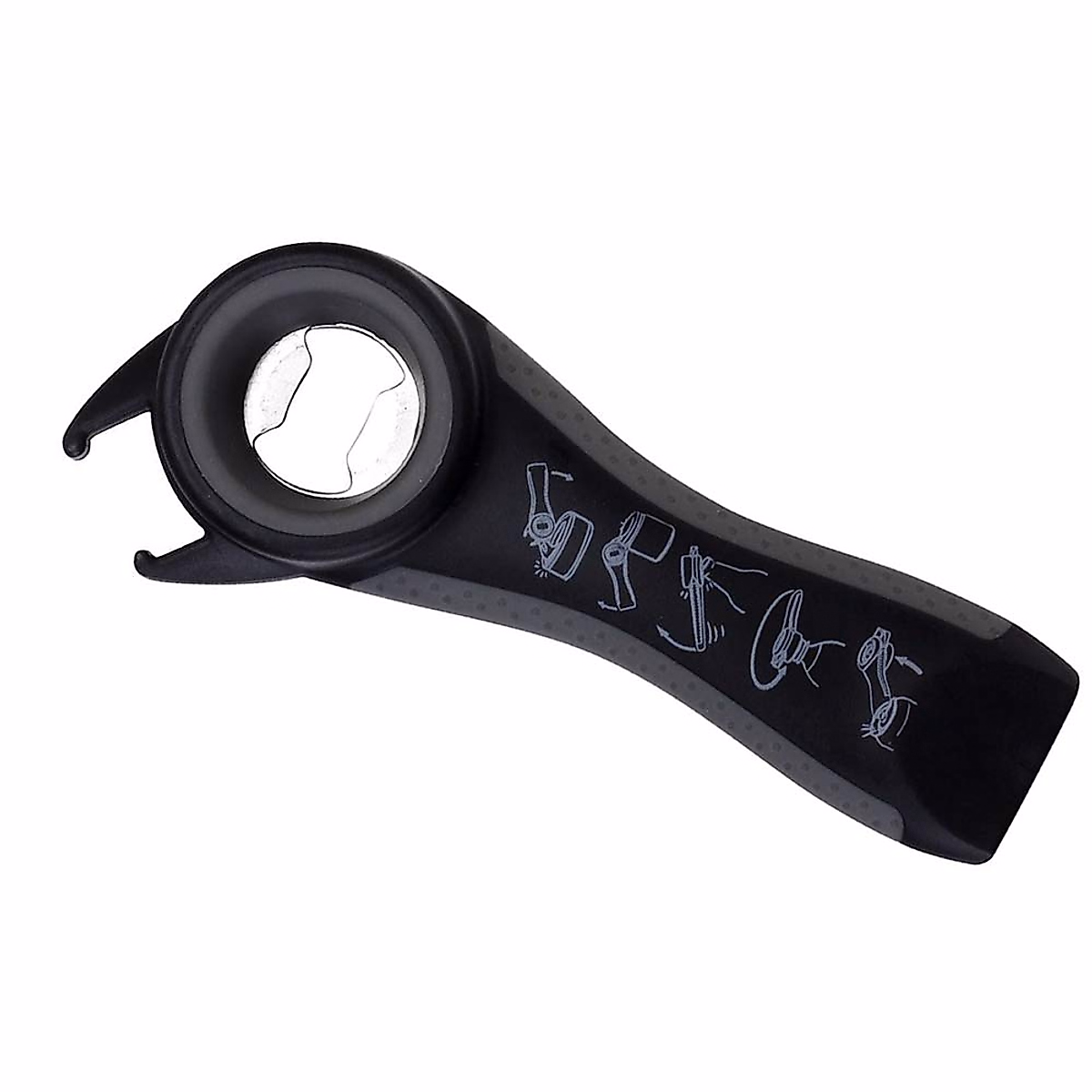 Bottle Opener Can Jar Opener Multi Function 5 in 1 Lid Twist Off Gripper Kitchen Multifunction Opener For Seniors Soft Grips Handle Wine Beer Soda Pops Easy Quick Tool Gadget Set Barware