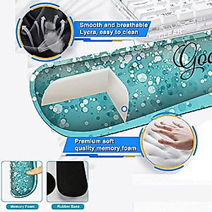 Ergonomic Mouse Pad with Gel Wrist Rest Support, Comfortable Memory Foam Keyboard Wrist Rest Easy Typing, Anti-Slip Keyboard Desk Pad for Office, Psalm 46:5 Blue Glitter Pattern Gaming Mouse Mat