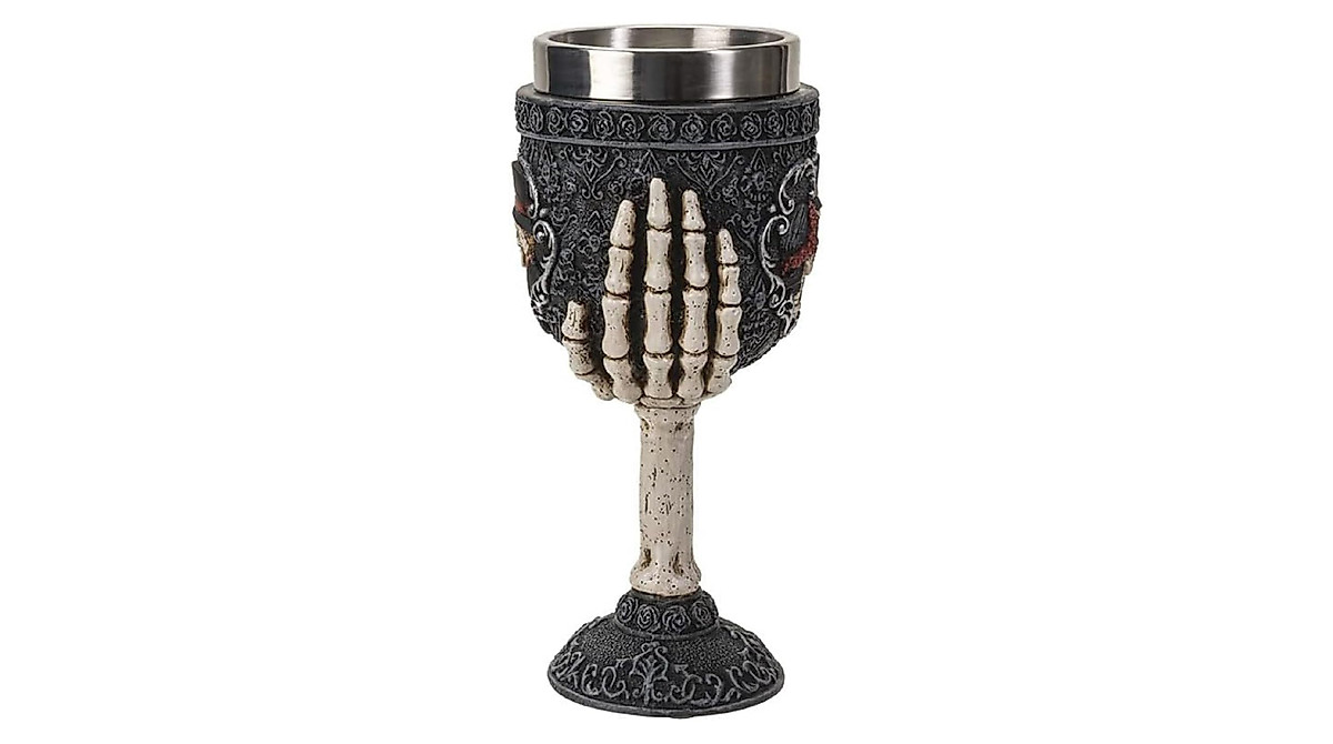 Pacific Giftware Skeleton Goblet - Gothic Resin Drinkware