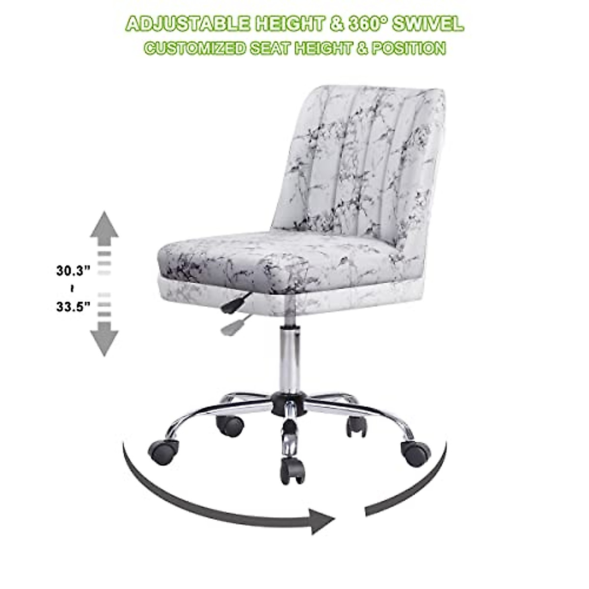 Geniqua Fabric Office Chair Adjustable Height Casters Computer Task Chair Swivel Home Office, Marble