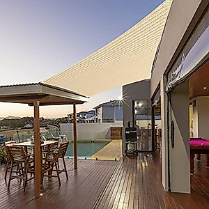 5' x 8' Beige Straight Edge Sun Shade Sail, Rectangle Awning Outdoor Shade Cloth Pergola Cover UV Block Fabric- Customized