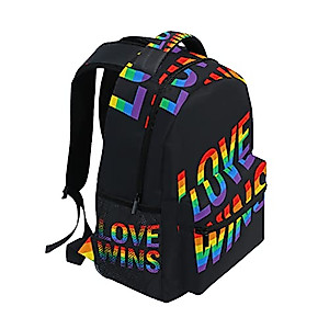 School Backpack Love Wins Pride Rainbow Teens Girls Boys Schoolbag Travel Bag