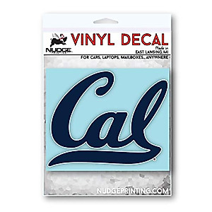 Nudge Nudge Printing University of California Berkeley Sticker Golden Bears Blue Cal Script Cursive Logo Car Decal Heavy-Duty Officially Licensed NCAA Vinyl for Bumpers, Window, Laptops, or Coolers