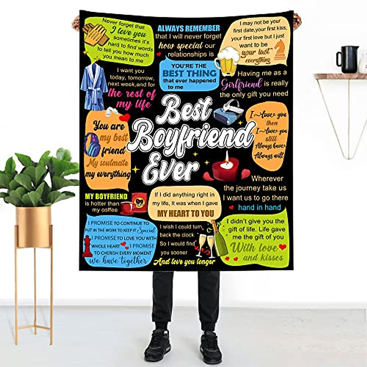 tgruihm to My Boyfriend Blanket, Gifts for Boyfriend, Birthday Gifts for Him, Boyfriend Blanket 50"x60" Super Soft Cozy Flannel Throw for Men, Funny for Boyfriend
