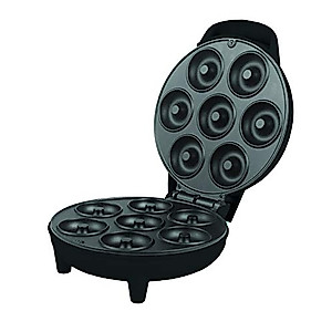 Courant Mini Donut Maker Machine for Holiday, Kid-Friendly, Breakfast or Snack, Desserts & More with Non-stick Surface, Makes 7 Doughnuts, Black