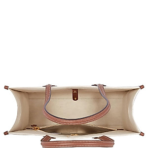 BURBERRY Freya Small Two-tone Canvas And Leather Tote In Natural/Tan