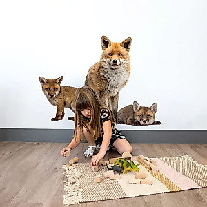 MEFOSS Large Lifelike 3D Fox Wall Decal Stickers Art - 34" × 25" - Peel and Stick Animal Fox Wall Decor Stickers Muals for Kids Room Livingroom Playroom Nursery Office Decoration