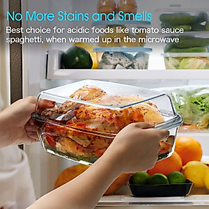 Large Glass Baking Dish, Rectangular Glass Casserole Dish With Glass Lid, Deep Glass Bakeware for Oven Safe