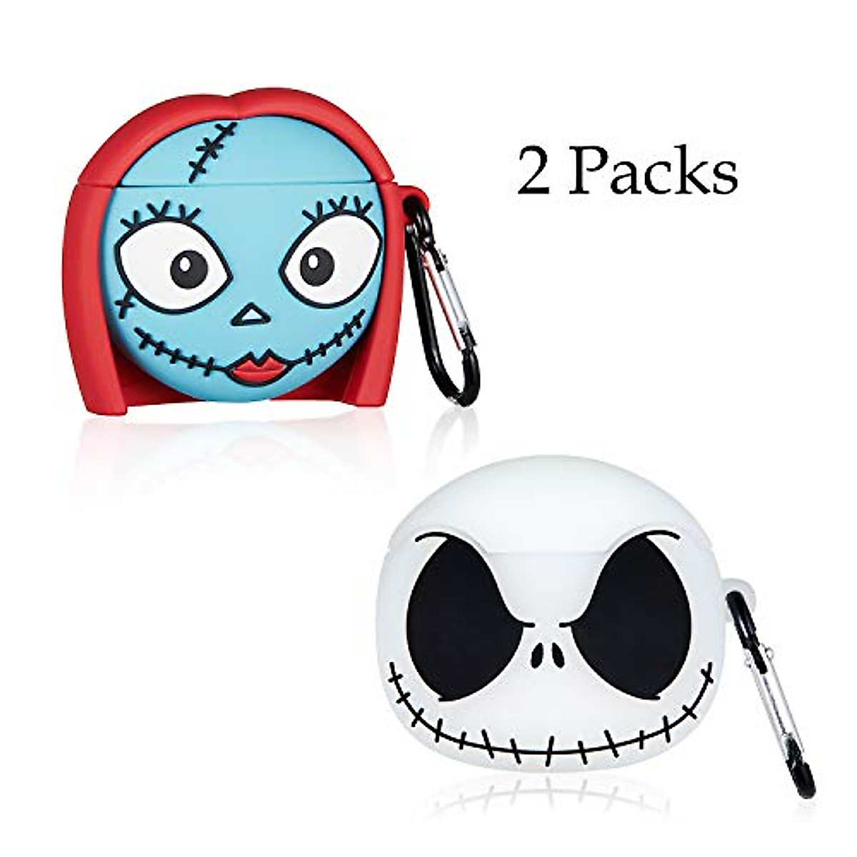 Jowhep Case for Airpod 2/1 Silicone Carton Design Cute Cover Fashion Kawaii Funny Skin Protective Shell for Airpods 1/2 Shockproof Cases with Keychain Kids Teens Girls, Jack Sally 2 Packs