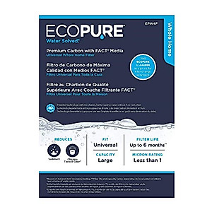 EcoPure EPW4F Premium FACT Universal Innovative Product-Better Filtration and Longer Life Versus Most Whole Home Water Filters, 1 Count (Pack of 1), Black/White