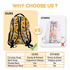 COOPASIA Personalized Sunflower Backpack for Girls, 16 Inch Aesthetic Backpack for School, Yellow, Adjustable Straps, Durable, Lightweight, Large Capacity Bookbag for Kids