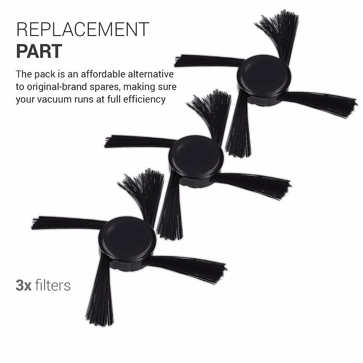 kwmobile Replacement Side Brushes Compatible with Neato Botvac - D5 / D6 / D7 Series 3-Piece Spare Part Set Brush Pack Spares for Vacuum Cleaner Robot