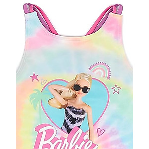 Barbie Swimsuit Girls Kids Doll Logo Tie Dye Swimming Costume 4-5 Years Pink