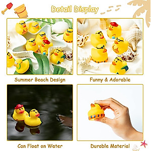 Haooryx 20Pcs Summer Beach Rubber Duckies Float Bathtub Ducky Swimming Pool Toys Summer Theme Novelty Funny Squeeze Ducks for Kids Birthday Party Favors Prize Rewards Baby Shower Bath Toys Decoration