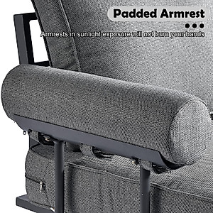 HOOOWOOO Aluminum Outdoor Patio Furniture Set,6 Piece Outside Mid Century Modern Couch,Weather Resistant Sofa Seating with Table Ottoman Cushion Arm,Grey