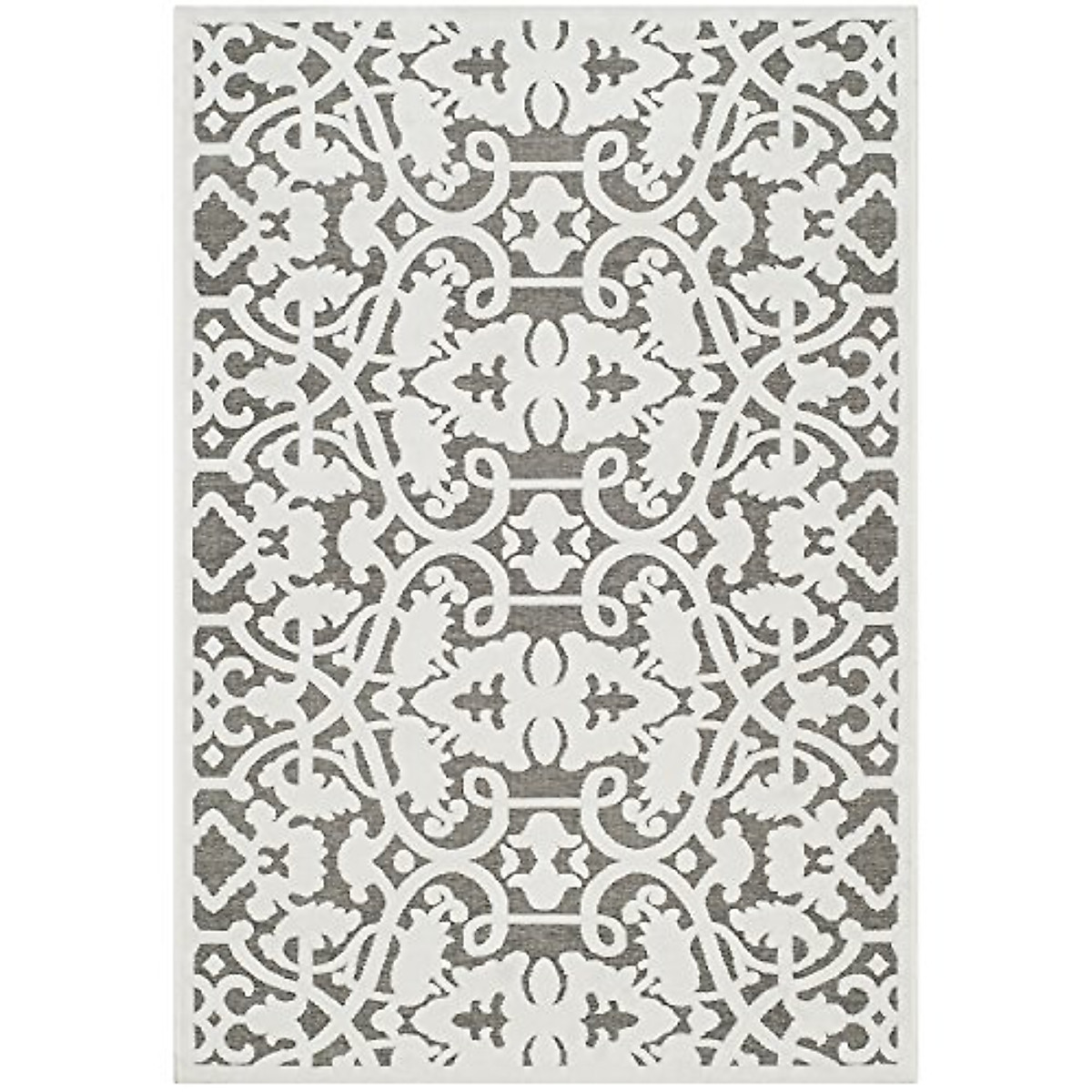 SAFAVIEH Paradise Collection Accent Rug - 3'1" x 4'7", Ivory & Dark Grey, Modern Viscose Design, Ideal for High Traffic Areas in Entryway, Living Room, Bedroom (PARB636C)