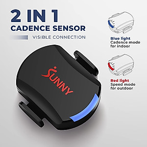 Sunny Health & Fitness Exercise Cycling 2-in-1 Cadence/RPM + Speed Sensor for Indoor or Outdoor Bikes