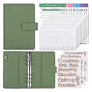 SKYDUE Budget Binder with 8pcs Zipper Envelopes,Money Organizer for Cash with 12pcs Expense Budget Sheets & 24 Rose Gold Sticky Labels,Budget Organizer for Cash