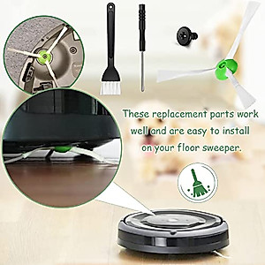 Gusnilo 6 Side Brush Replacement Accessories for irobot Roomba i/e Series Robotic Vacuum Cleaner E5 E6 i3 i3+ i7 i7+ i6 i6+ j7 j7+ Replacement Parts Kit with 6 Screws 1 Screwdriver 1 Small Brush